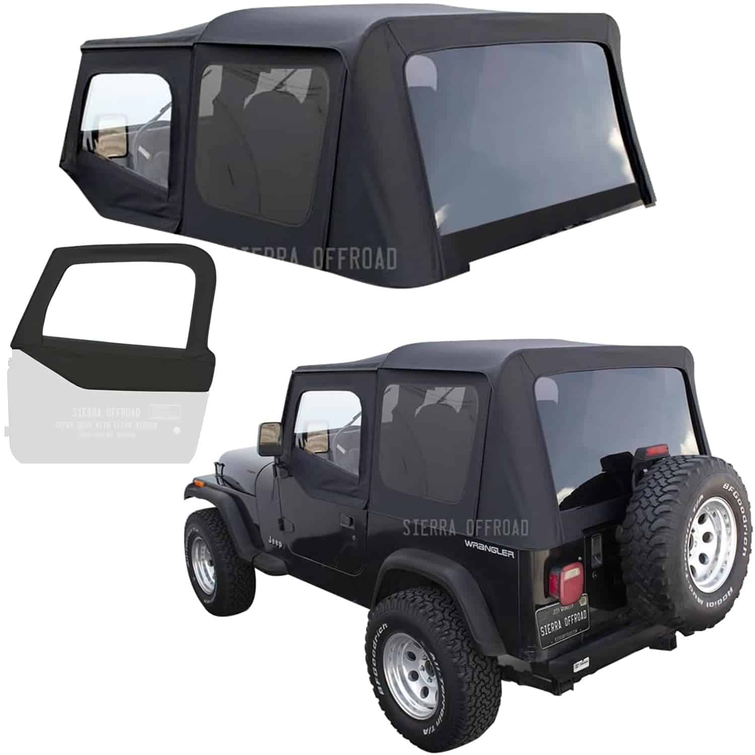 Sierra Offroad Soft Top for 1988 to 1995 Jeep Wrangler YJ – Black ...